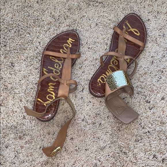 Shoes | Sam Edelman Gold Cuff Sandals | Poshmark
